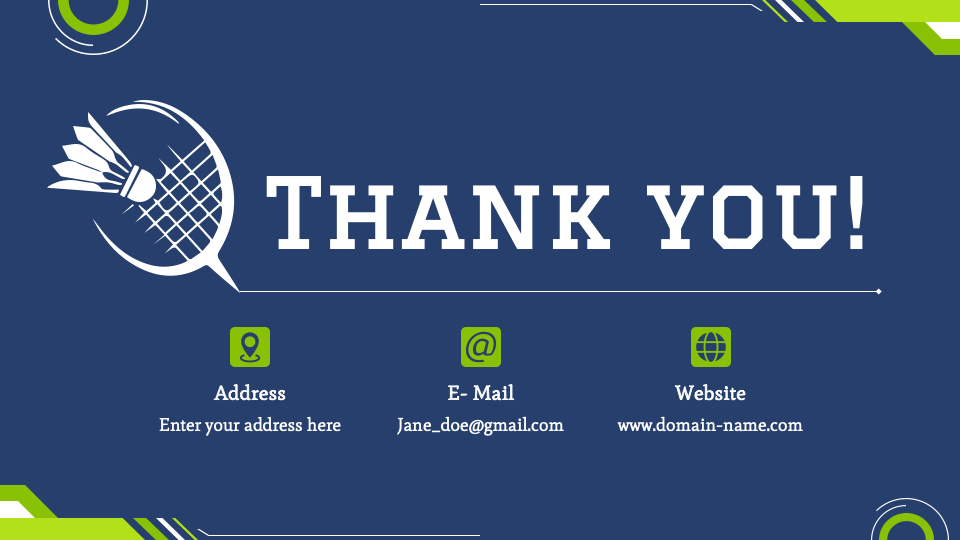 Free Badminton Presentation Theme for Google Slides and PowerPoint