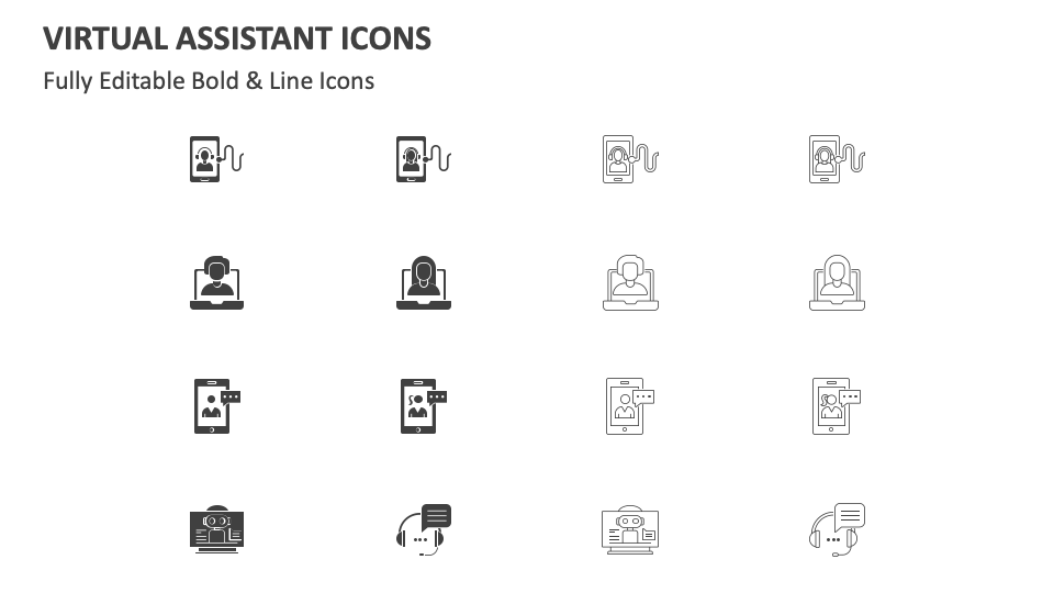 Virtual Assistant Icons for Google Slides and PowerPoint