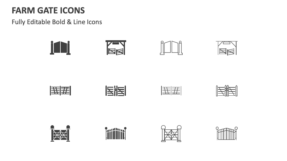 Farm Gate Icons for Google Slides and PowerPoint