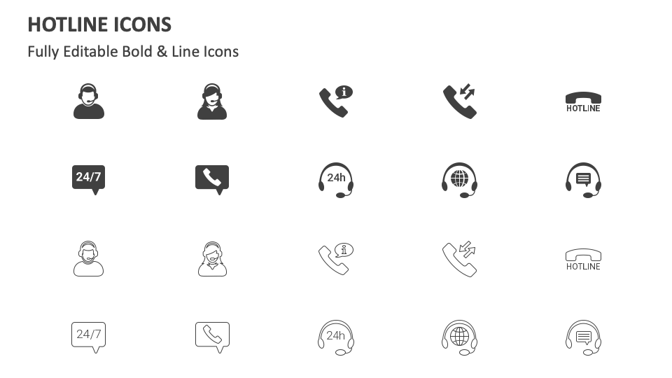 Hotline Icons for Google Slides and PowerPoint