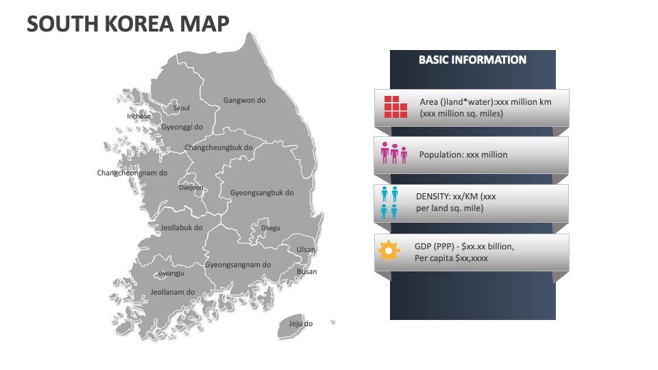 South Korea Map for Google Slides and PowerPoint - PPT Slides