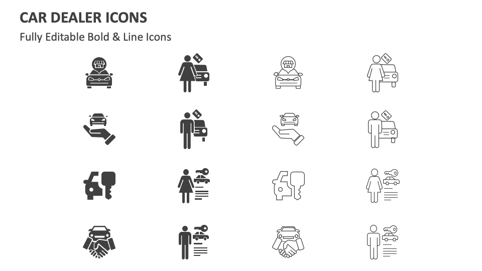 Car Dealer Icons for Google Slides and PowerPoint