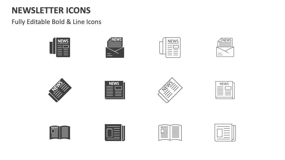 Newsletter Icons for Google Slides and PowerPoint