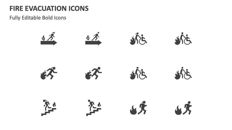 Fire Evacuation Icons for Google Slides and PowerPoint