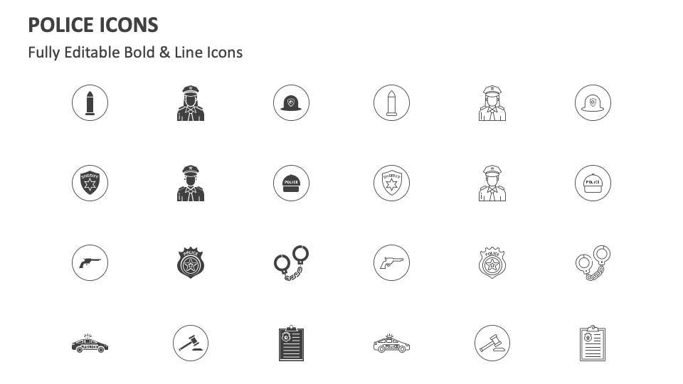 Police Icons for Google Slides and PowerPoint