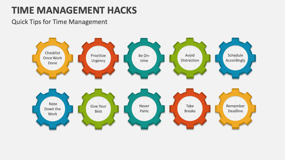 Time Management Hacks PowerPoint and Google Slides Template - PPT Slides