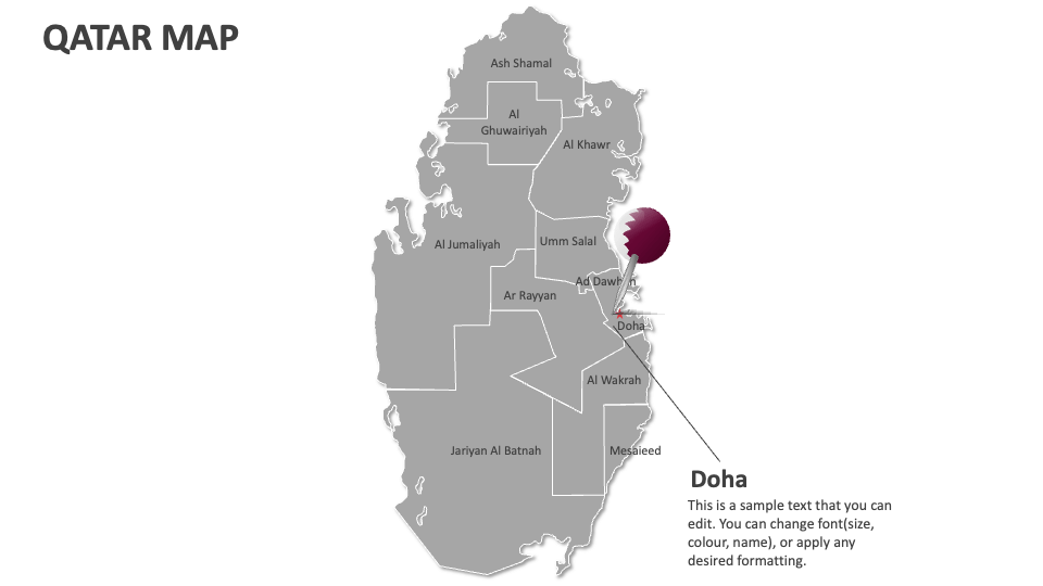 Qatar Map for Google Slides and PowerPoint - PPT Slides