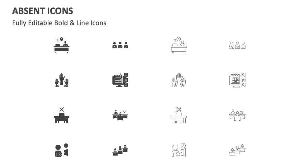 Absent Icons for Google Slides and PowerPoint