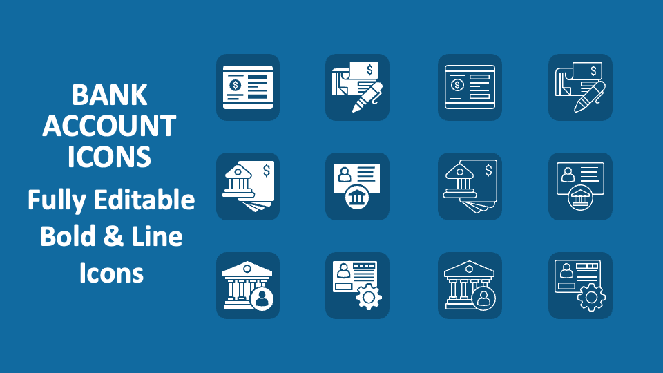 Bank Account Icons for PowerPoint and Google Slides - PPT Slides