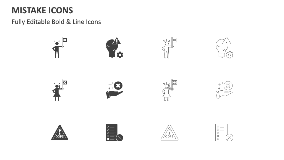 Mistake Icons for Google Slides and PowerPoint