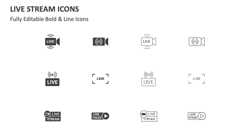 Live Stream Icons for Google Slides and PowerPoint