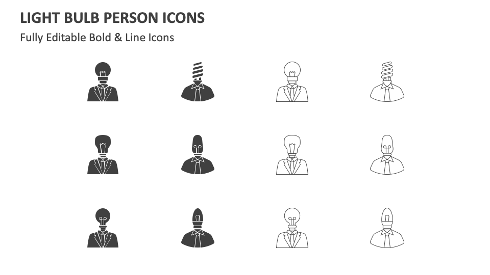 Light Bulb Person Icons for PowerPoint and Google Slides - PPT Slides