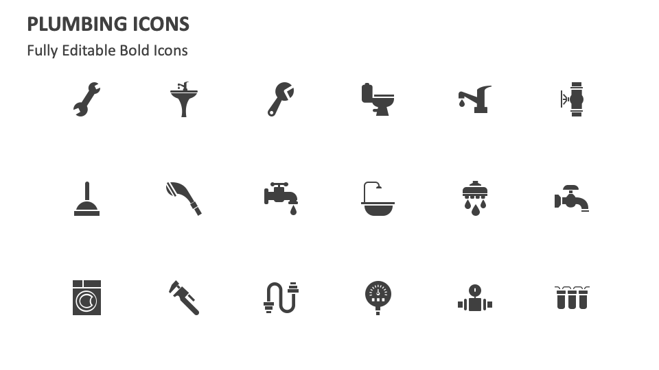 Plumbing Icons for Google Slides and PowerPoint