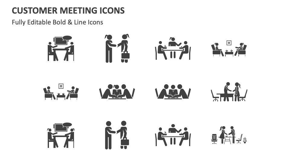 Customer Meeting Icons for PowerPoint and Google Slides - PPT Slides