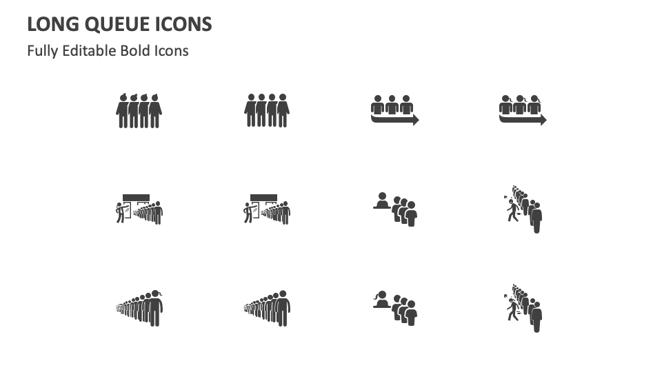 Long Queue Icons for Google Slides and PowerPoint