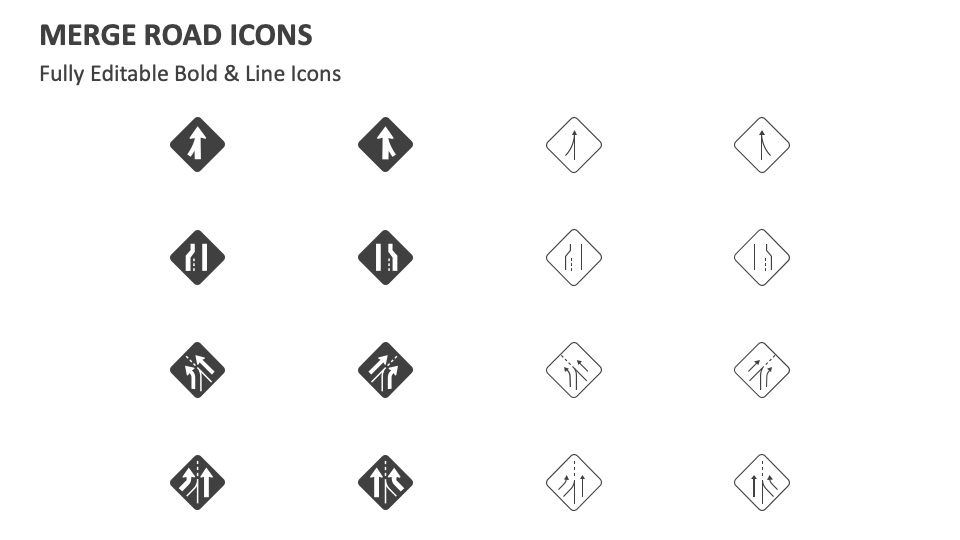 Merge Road Icons for Google Slides and PowerPoint