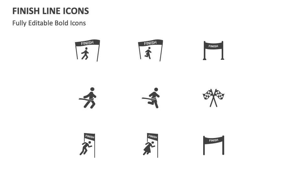 Finish Line Icons for Google Slides and PowerPoint