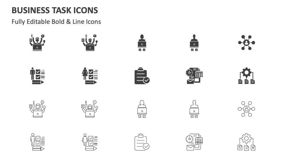 Business Task Icons for Google Slides and PowerPoint