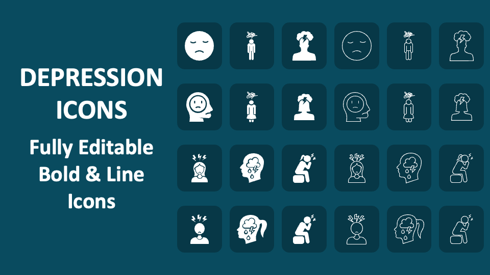 Depression Icons for Google Slides and PowerPoint