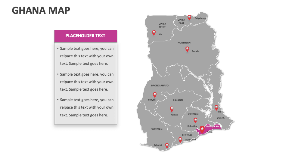 Ghana map for Google Slides and PowerPoint - PPT Slides