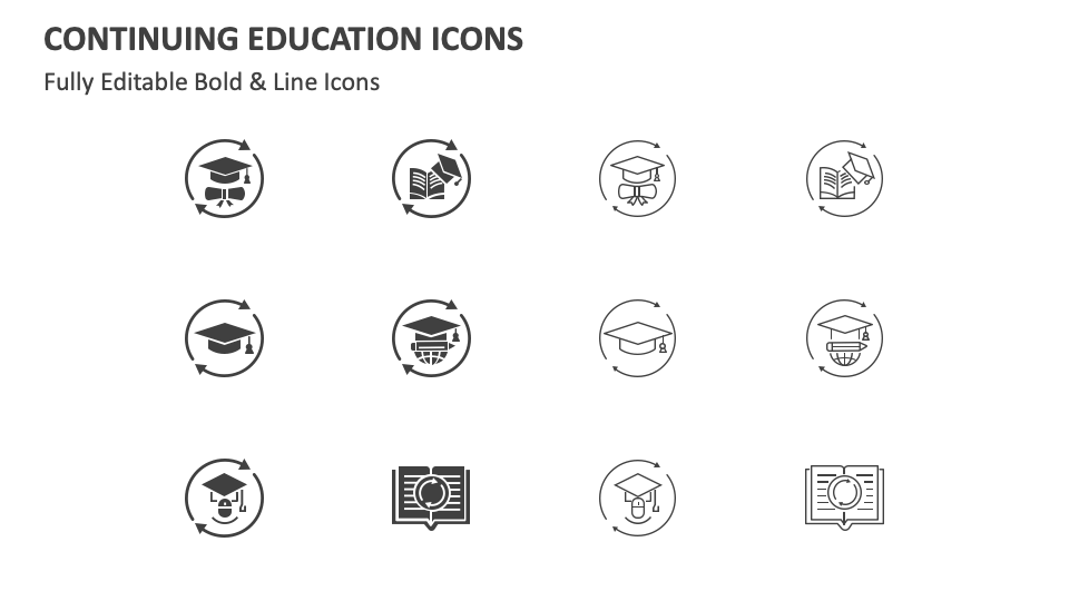 Continuing Education Icons for Google Slides and PowerPoint