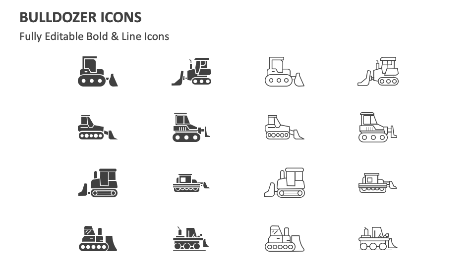 Bulldozer Icons for PowerPoint and Google Slides - PPT Slides