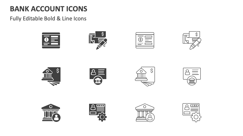 Bank Account Icons for PowerPoint and Google Slides - PPT Slides