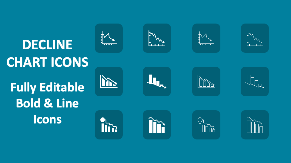 Decline Chart Icons for Google Slides and PowerPoint