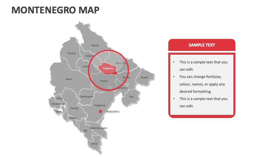 Montenegro Map for Google Slides and PowerPoint - PPT Slides