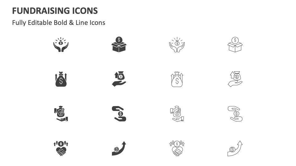 Fundraising Icons for Google Slides and PowerPoint