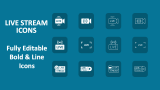 Live Stream Icons for Google Slides and PowerPoint