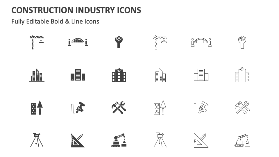 Construction Industry Icons for Google Slides and PowerPoint