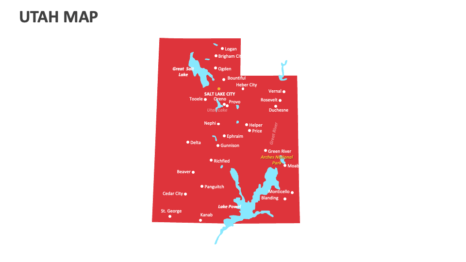 Utah Map for Google Slides and PowerPoint - PPT Slides