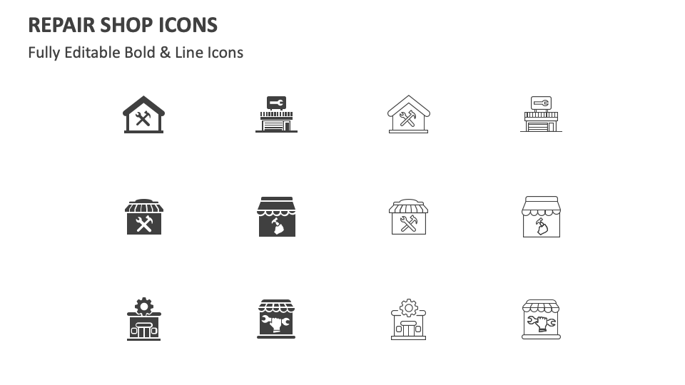 Repair Shop Icons for Google Slides and PowerPoint