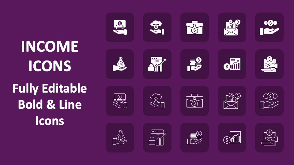 Income Icons for Google Slides and PowerPoint