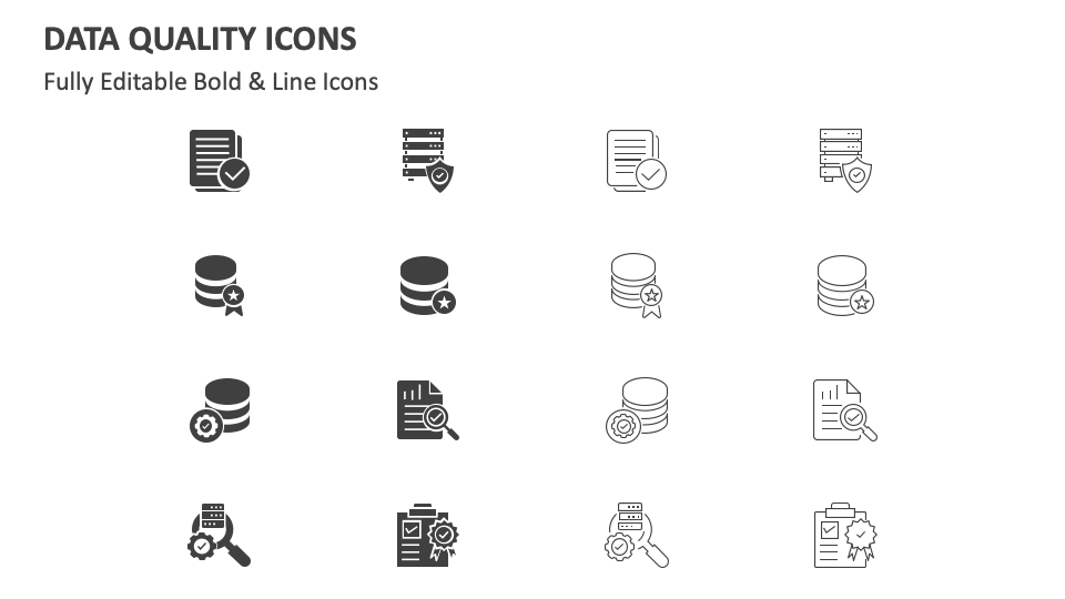 Data Quality Icons for Google Slides and PowerPoint