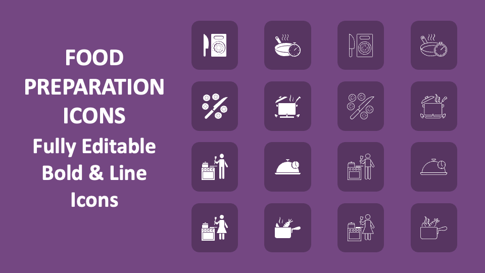 Food Preparation Icons for Google Slides and PowerPoint
