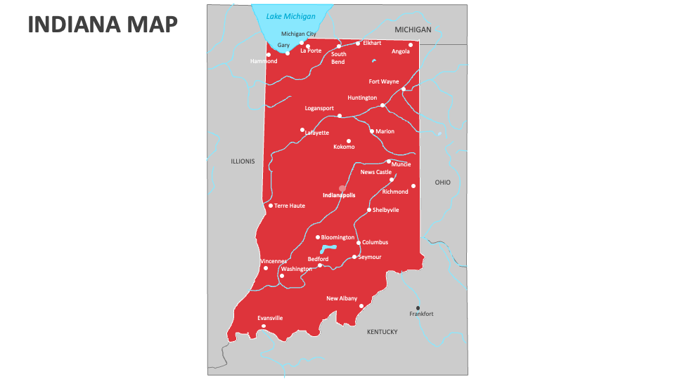 Indiana Map for Google Slides and PowerPoint - PPT Slides