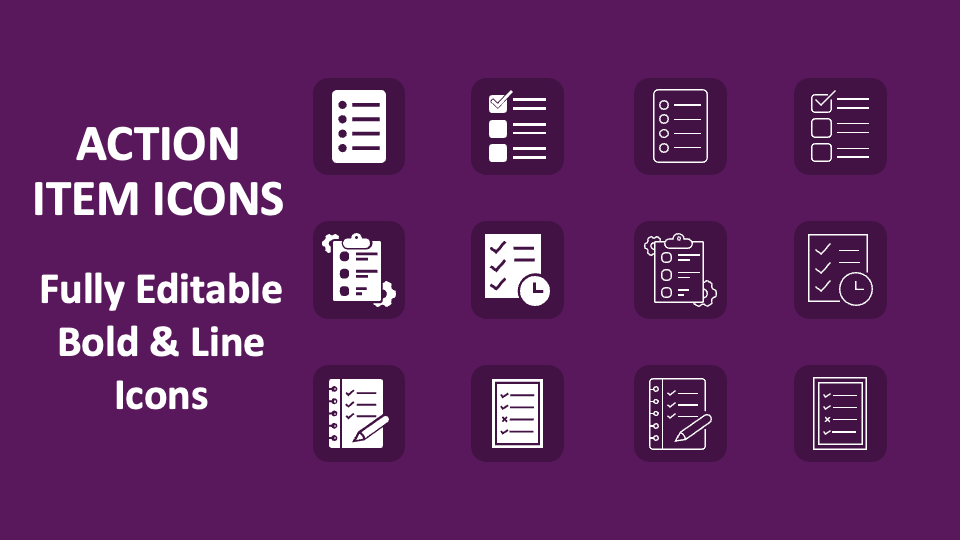 Action Item Icons for PowerPoint and Google Slides - PPT Slides