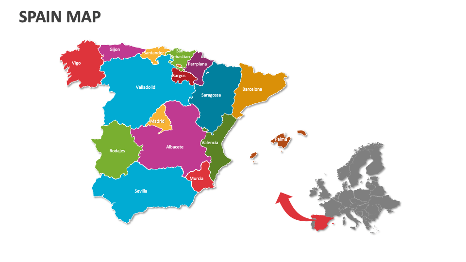 Spain Map for Google Slides and PowerPoint - PPT Slides