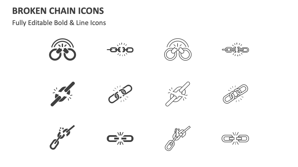 Broken Chain Icons for Google Slides and PowerPoint