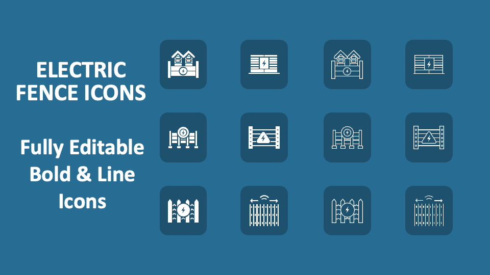 Electric Fence Icons for Google Slides and PowerPoint