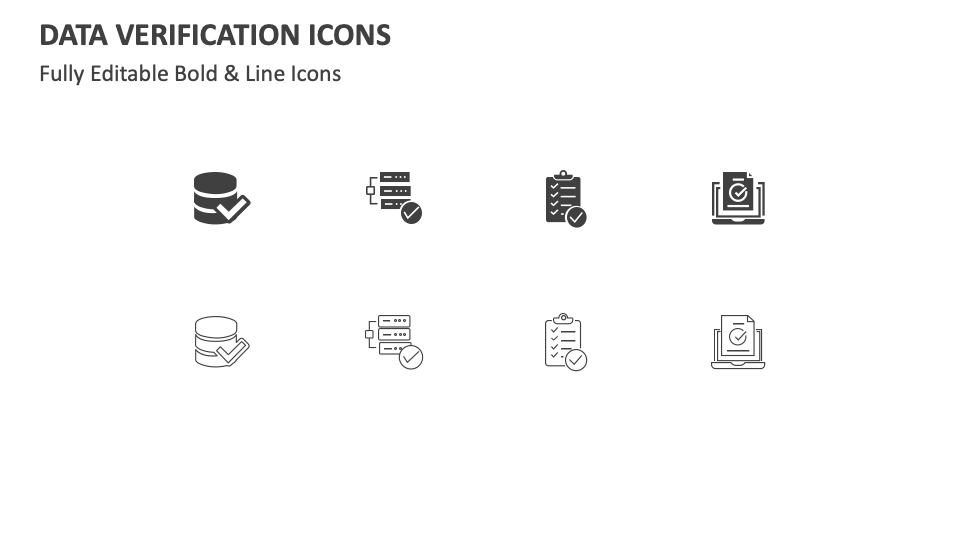 Data Verification Icons for Google Slides and PowerPoint