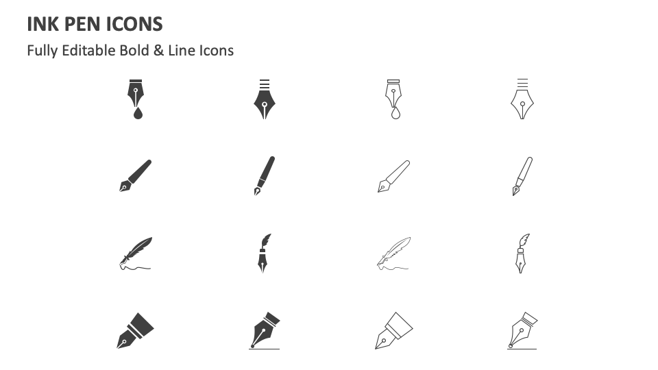 Ink Pen Icons for Google Slides and PowerPoint