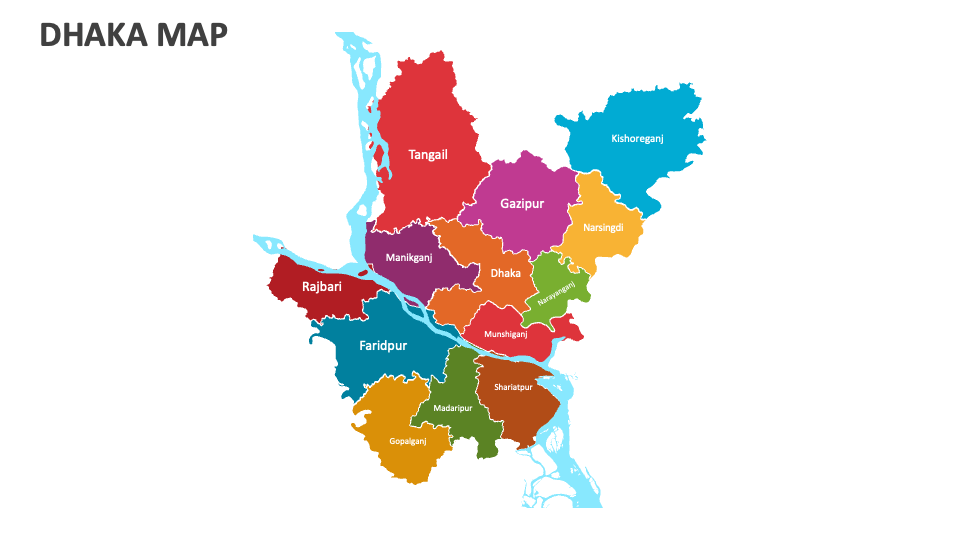 Dhaka Map for Google Slides and PowerPoint - PPT Slides