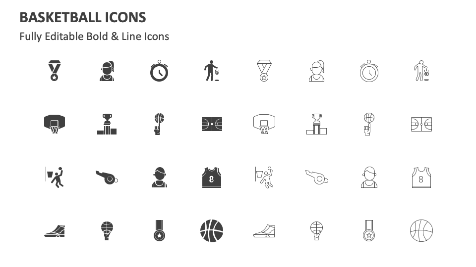Basketball Icons for PowerPoint and Google Slides - PPT Slides
