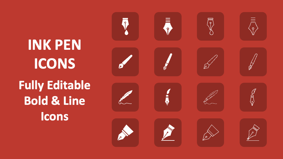Ink Pen Icons for Google Slides and PowerPoint
