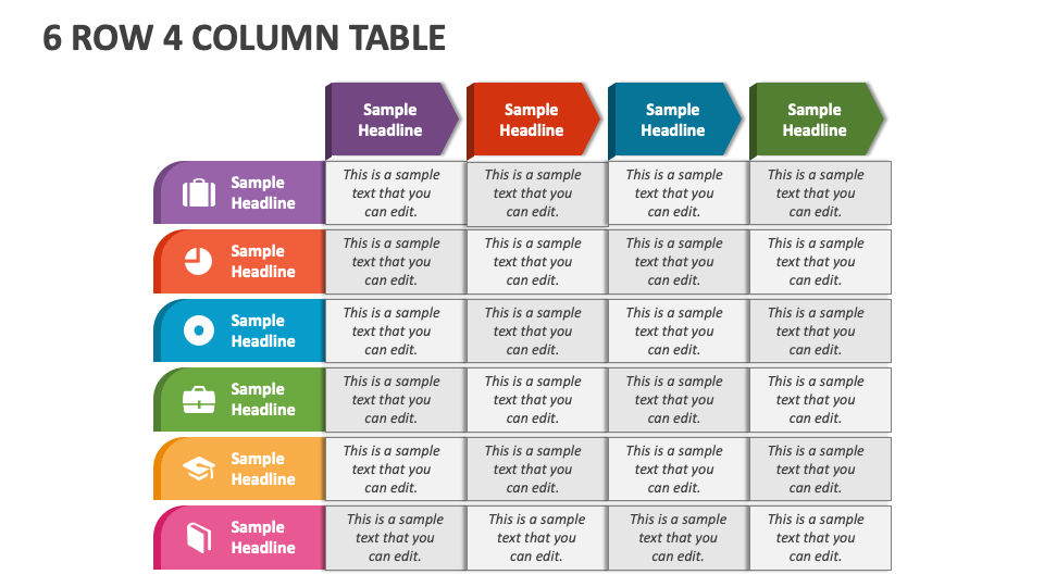6 Row 4 Column Table PowerPoint and Google Slides Template - PPT Slides