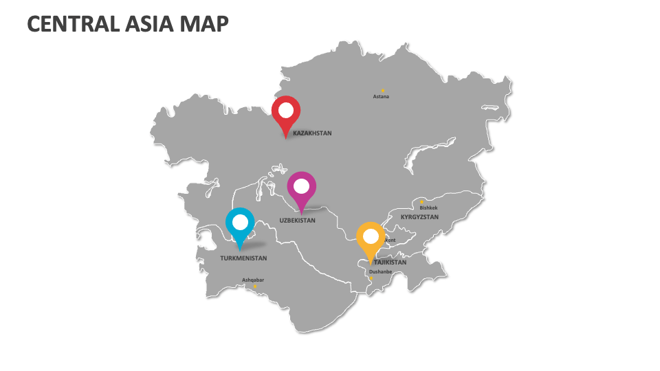 Central Asia map for Google Slides and PowerPoint - PPT Slides