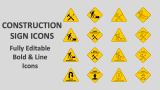 Construction Sign Icons for PowerPoint and Google Slides - PPT Slides